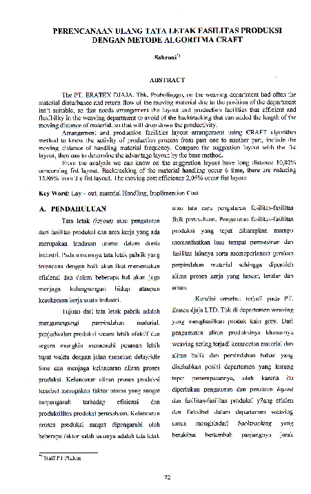 (PDF) Perencanaan Ulang Tata Letak Fasilitas Produksi Dengan Metode ...