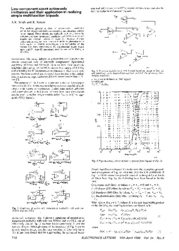(PDF) Low-component-count active-only imittances and their application ...