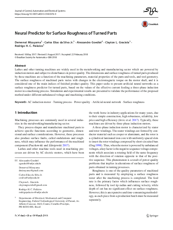 (PDF) Neural Predictor for Surface Roughness of Turned Parts