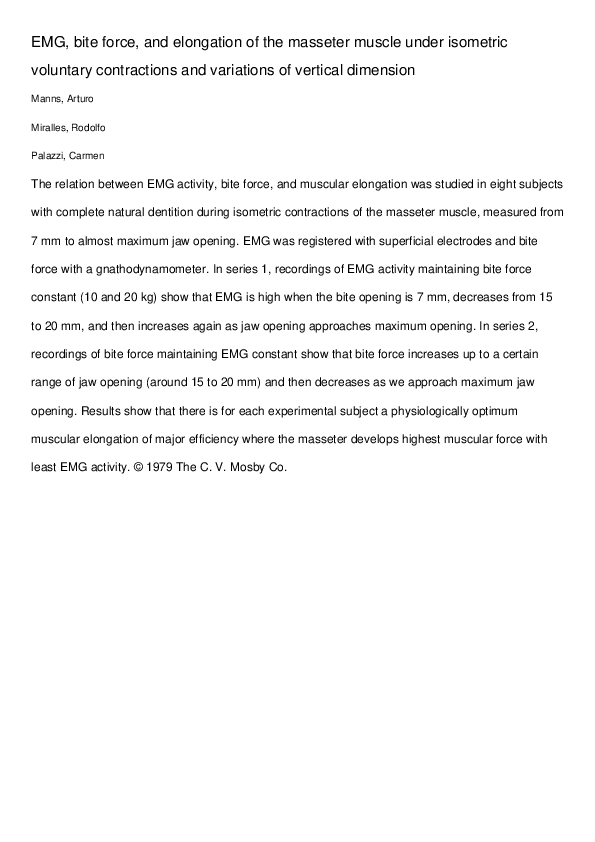 (PDF) EMG, bite force, and elongation of the masseter muscle under ...