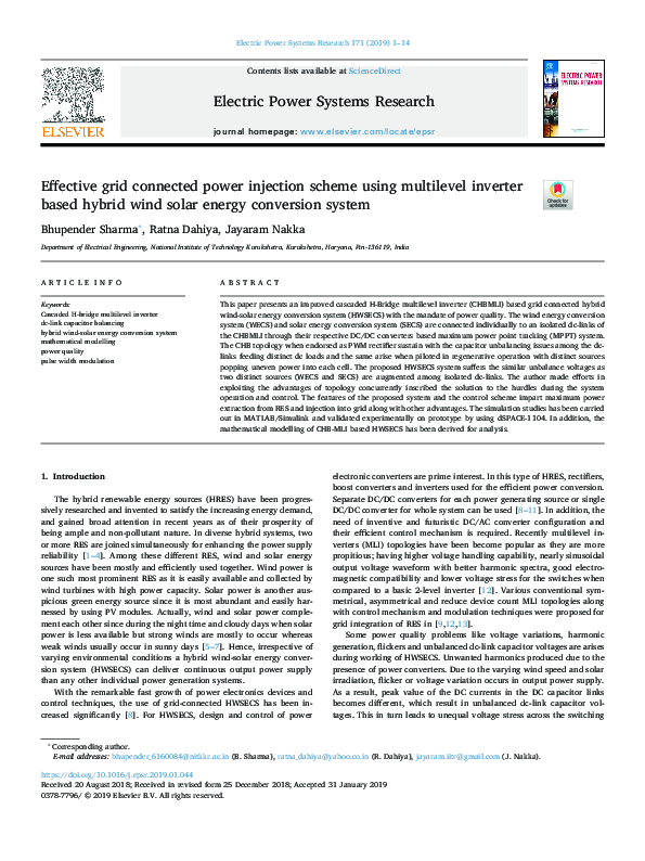 (PDF) Effective grid connected power injection scheme using multilevel inverter based hybrid ...