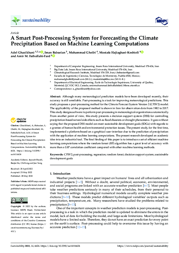 (PDF) A Smart Post-Processing System for Forecasting the Climate Precipitation Based on Machine ...