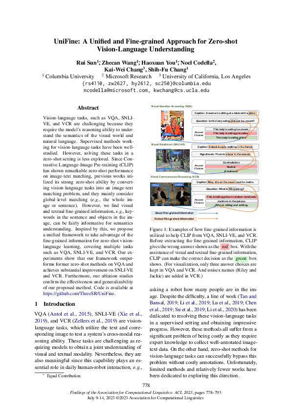 (PDF) UniFine: A Unified and Fine-grained Approach for Zero-shot Vision-Language Understanding