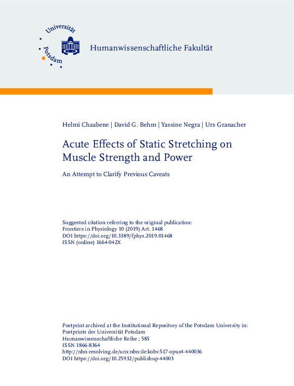 (PDF) Acute Effects of Static Stretching on Muscle Strength and Power