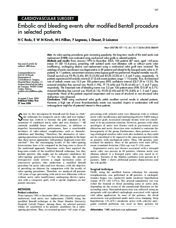 (PDF) Embolic and bleeding events after modified Bentall procedure in ...