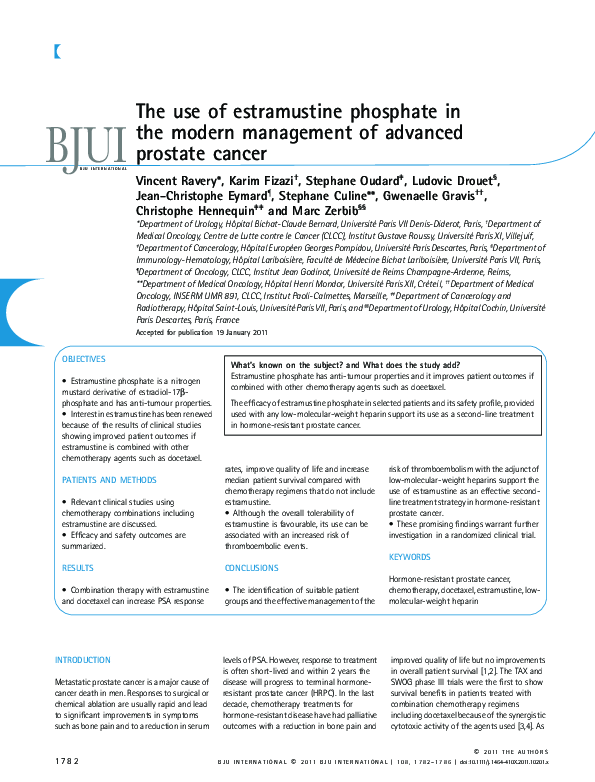 (PDF) The use of estramustine phosphate in the modern management of ...