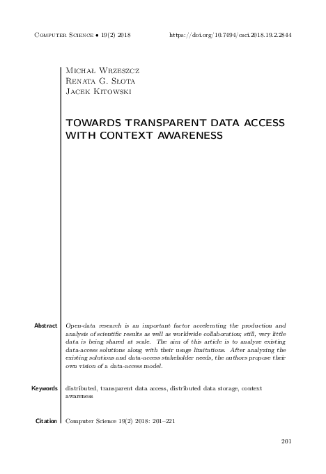 (PDF) Towards Transparent Data Access with Context Awareness