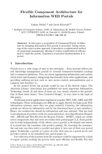 (PDF) Flexible Component Architecture for Information WEB Portals