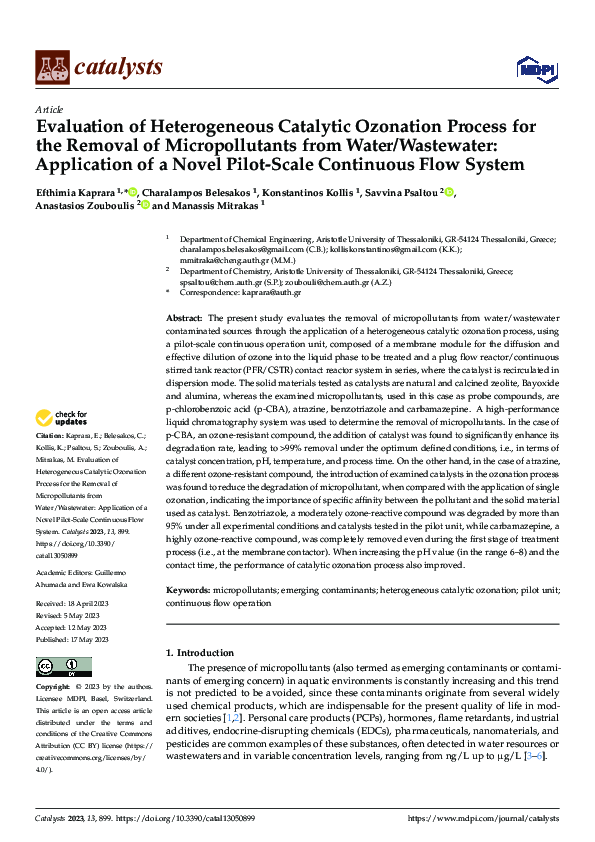 (PDF) Evaluation of Heterogeneous Catalytic Ozonation Process for the ...