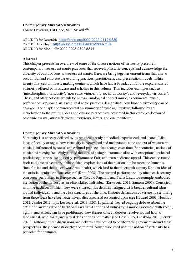 (PDF) Contemporary Musical Virtuosities