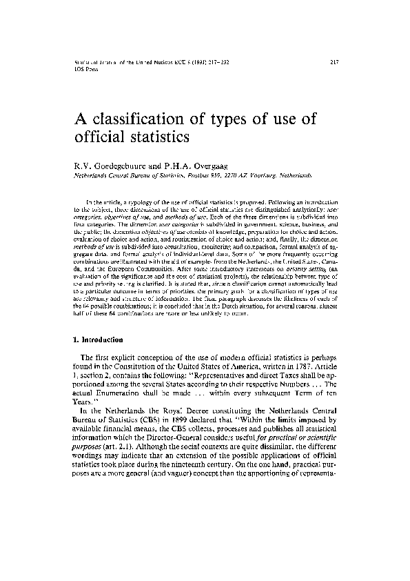 (PDF) A classification of types of use of official statistics