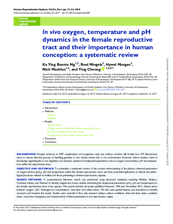 (PDF) In vivo oxygen, temperature and pH dynamics in the female ...