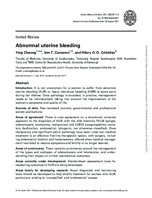 (PDF) Abnormal uterine bleeding