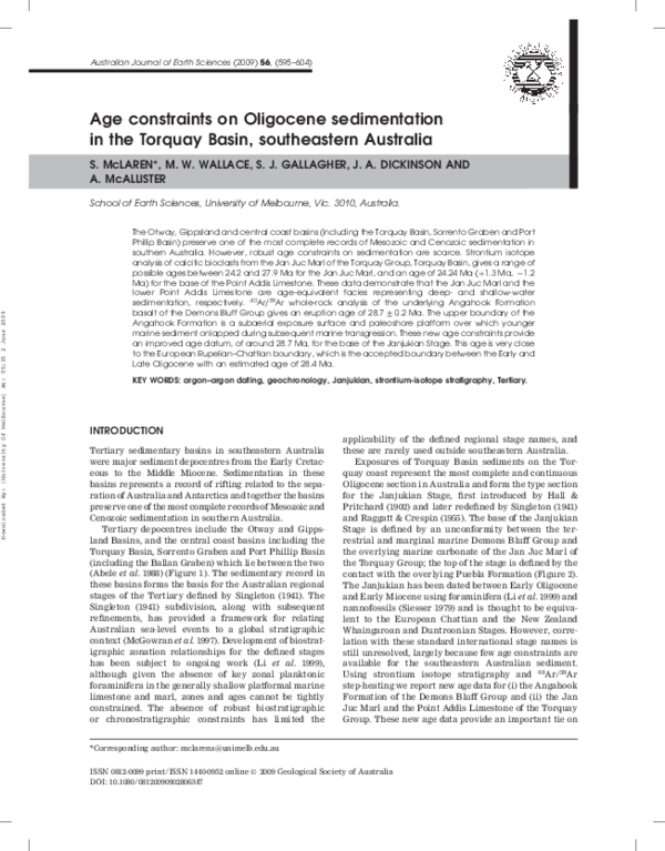 (PDF) Age constraints on Oligocene sedimentation in the Torquay Basin ...
