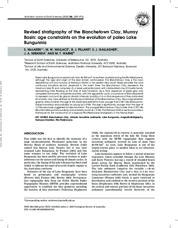 (PDF) Revised stratigraphy of the Blanchetown Clay, Murray Basin: age ...
