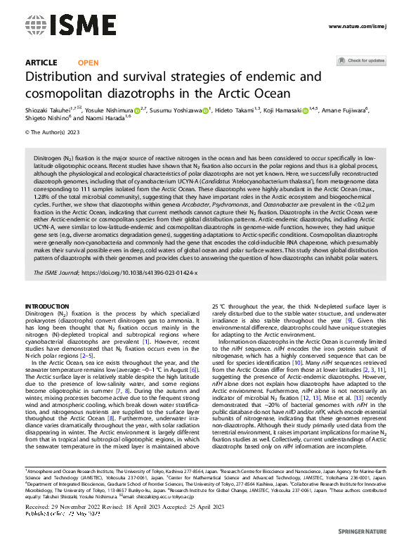 (PDF) Distribution and survival strategies of endemic and cosmopolitan ...