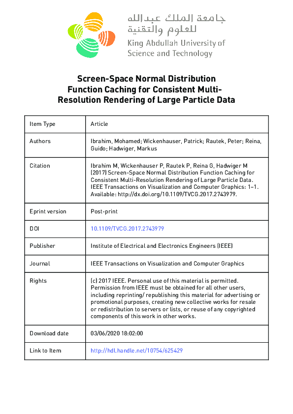 (PDF) Screen-Space Normal Distribution Function Caching for Consistent Multi-Resolution ...
