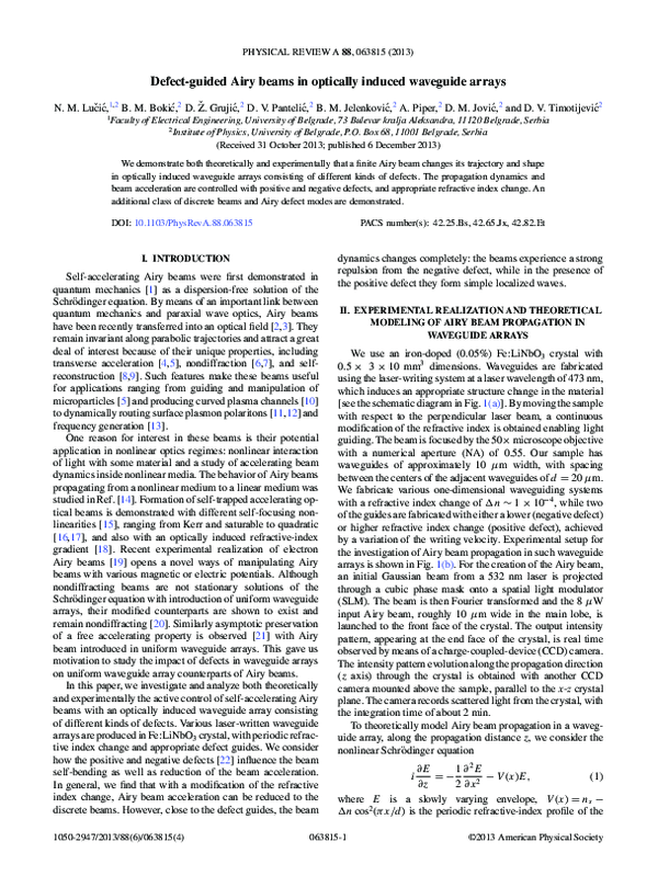 (PDF) Defect-guided Airy beams in optically induced waveguide arrays