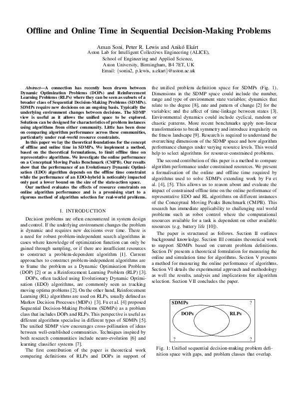 (PDF) Offline and online time in Sequential Decision-Making Problems