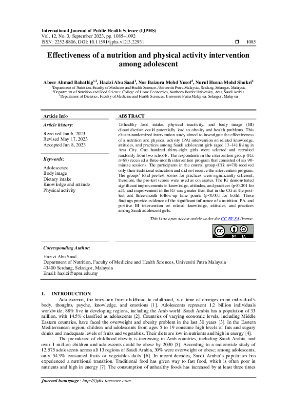 (PDF) Effectiveness of a nutrition and physical activity intervention ...