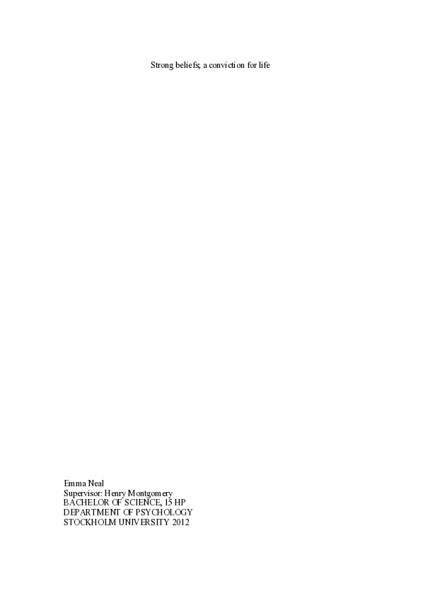 (PDF) Strong beliefs : a conviction for life