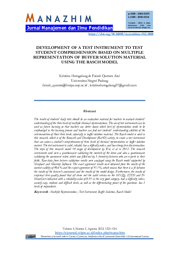 (PDF) Development of a Test Instrument to Test Student Comprehension ...