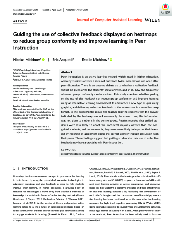 (PDF) Guiding the use of collective feedback displayed on heatmaps to ...
