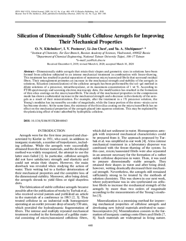 (PDF) Silication of Dimensionally Stable Cellulose Aerogels for ...