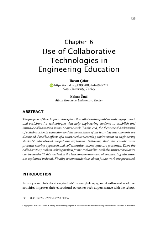 (PDF) Use of Collaborative Technologies in Engineering Education