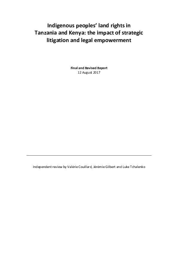 (PDF) Indigenous peoples' land rights in Tanzania and Kenya: the impact ...