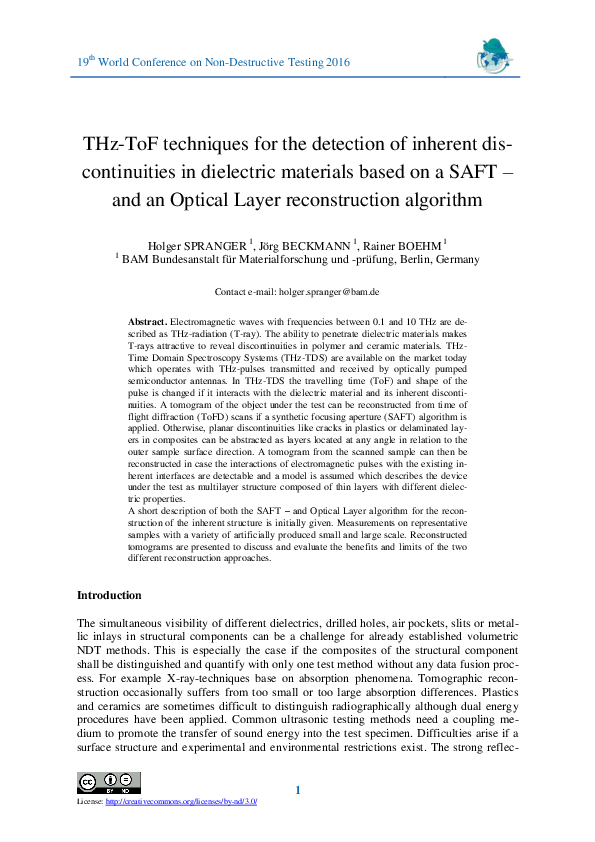 (PDF) THz-ToF techniques for the detection of inherent discontinuities ...