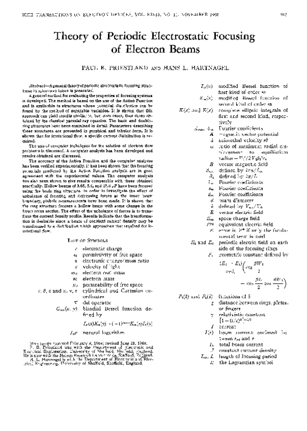 (PDF) Theory of periodic electrostatic focusing of electron beams