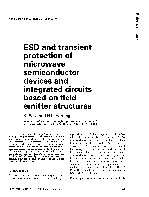 (PDF) ESD and transient protection of microwave semiconductor devices and integrated circuits ...