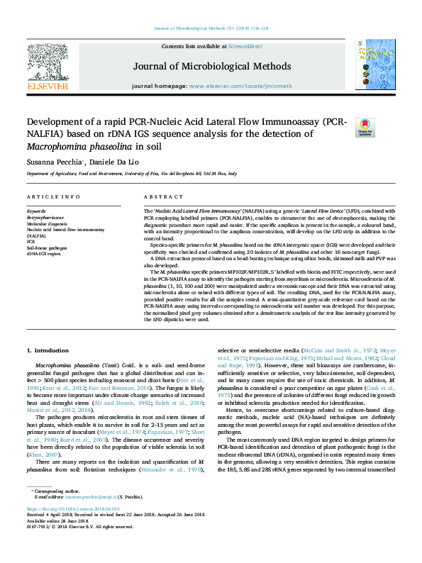 (PDF) Development of a rapid PCR-Nucleic Acid Lateral Flow Immunoassay ...