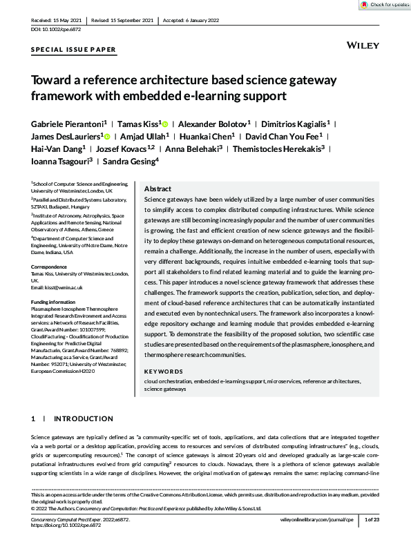 (PDF) Toward a reference architecture based science gateway framework ...