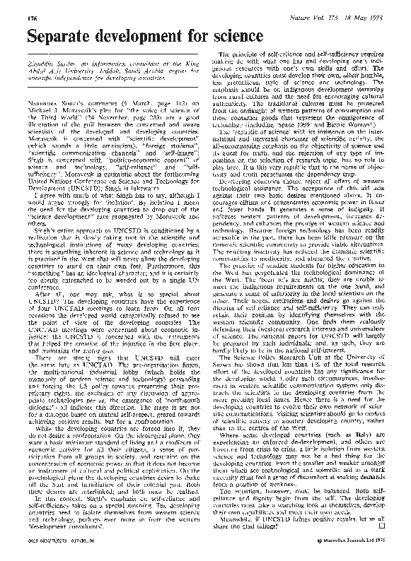 (PDF) Separate development for science