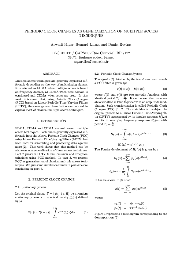 (PDF) Periodic clock changes as generalization of multiple access ...