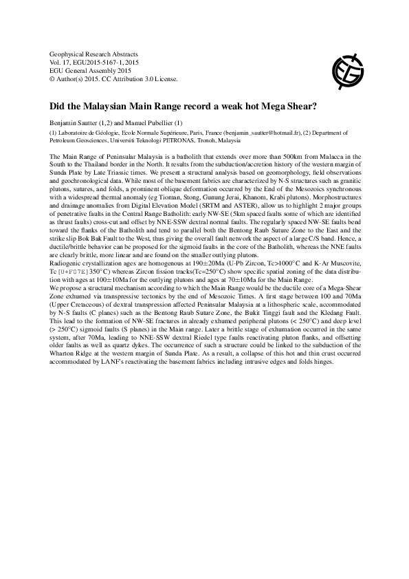 (PDF) Did the Malaysian Main Range record a weak hot Mega Shear