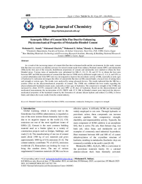 (PDF) Synergetic Effect of Cement Kiln Flue Dust for Enhancing ...