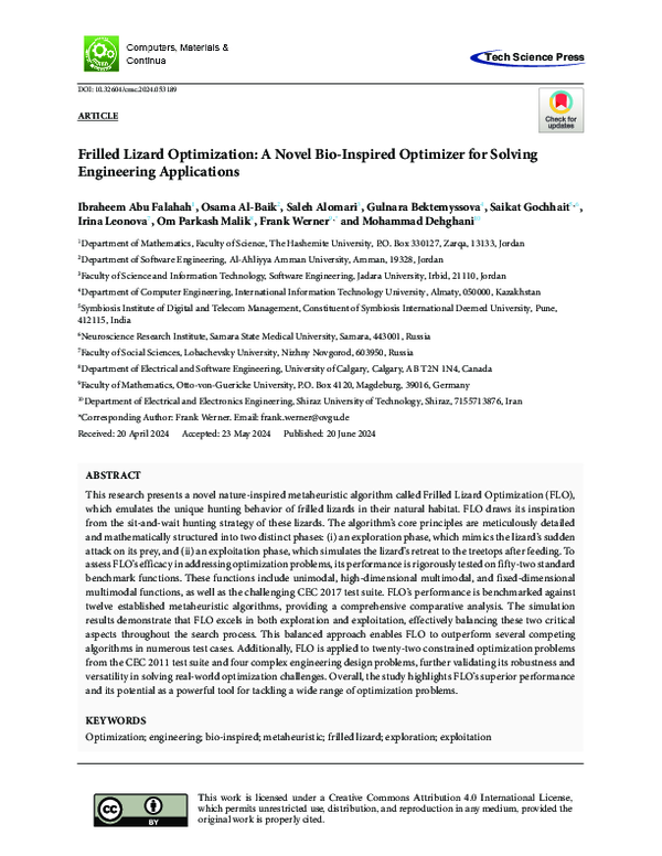 (PDF) Frilled Lizard Optimization: A Novel Bio-Inspired Optimizer for Solving Engineering ...