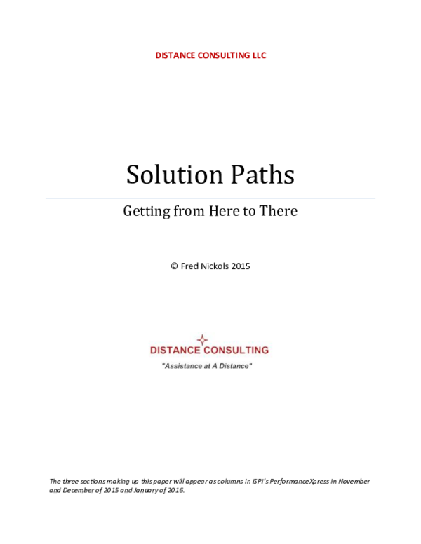 (PDF) Solution Paths Getting from Here to There | Fred Nickols - Academia.edu