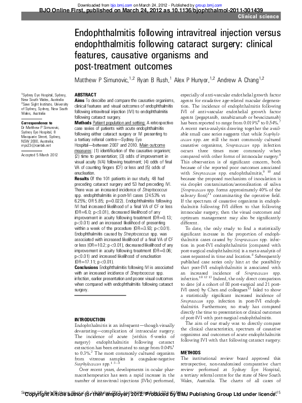 (PDF) Incidence of acute endophthalmitis after office based ...