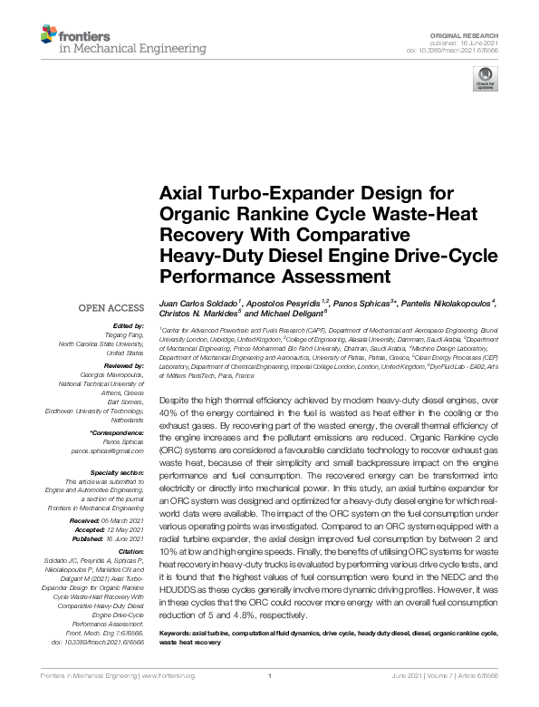 (PDF) Axial Turbo-Expander Design for Organic Rankine Cycle Waste-Heat ...