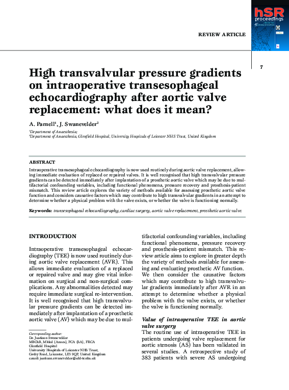 (PDF) High transvalvular pressure gradients on intraoperative ...