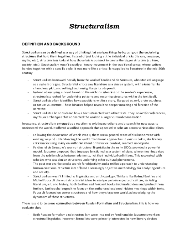 (PDF) Structuralism in Literary Movements