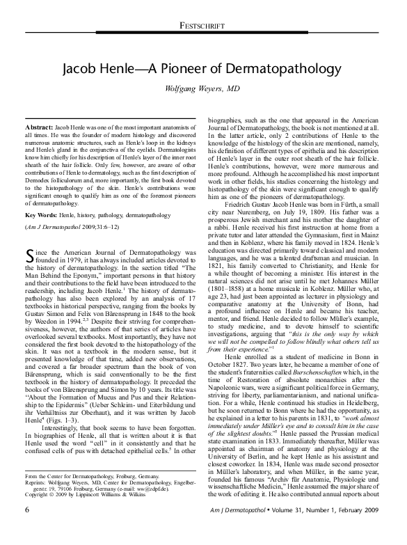 (PDF) Jacob Henle-A Pioneer of Dermatopathology | Wolfgang Weyers ...