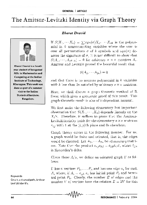 (PDF) The Amitsur-Levitzki Identity via Graph Theory