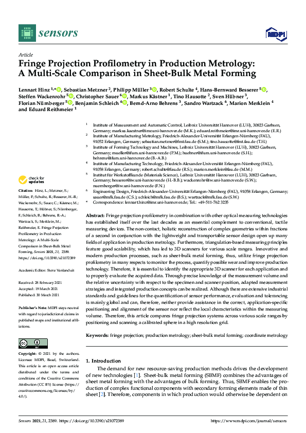 Pdf Fringe Projection Profilometry In Production Metrology A Multi