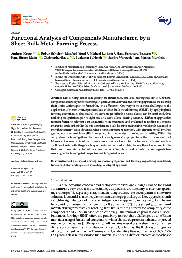 (PDF) Functional Analysis of Components Manufactured by a Sheet-Bulk ...