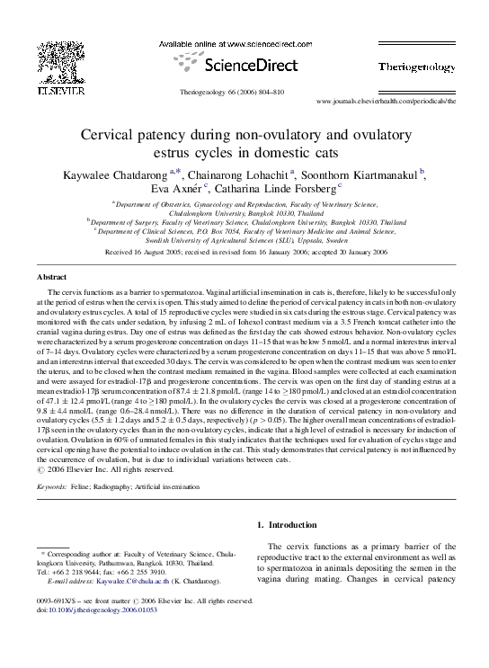 (PDF) Cervical patency during non-ovulatory and ovulatory estrus cycles ...